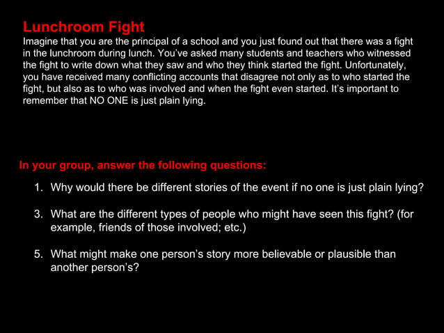 Lunchroom fight | PPT | Science