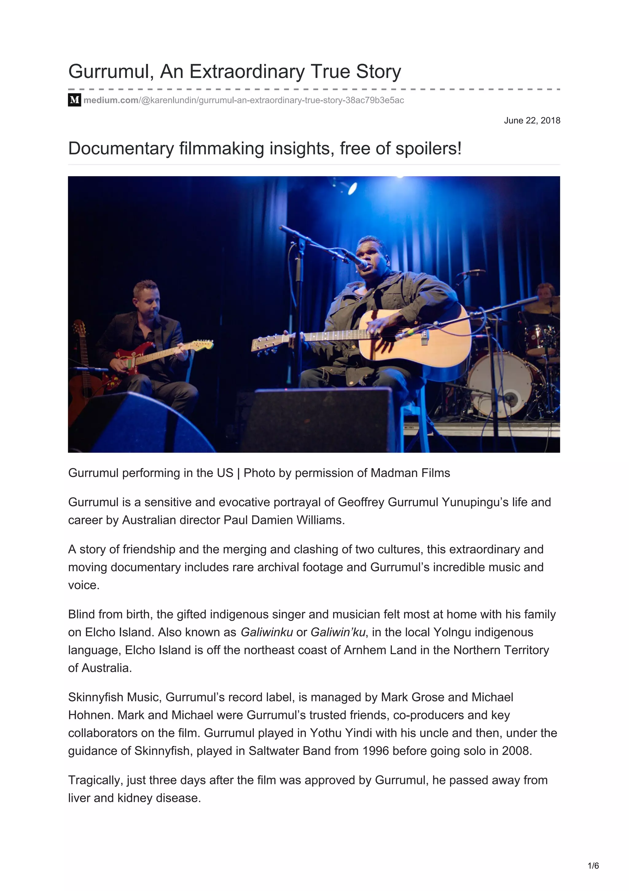 Gurrumul, The Documentary All Australians Must See | PDF