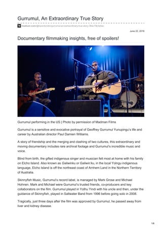 Gurrumul, The Documentary All Australians Must See | PDF