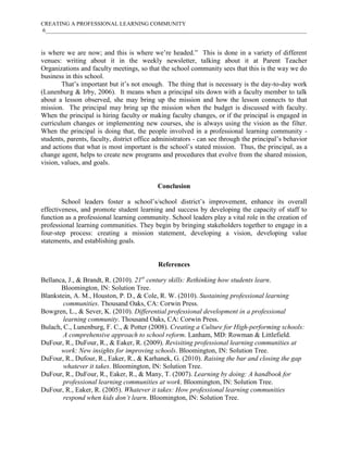 Dr. Fred C. Lunenburg - creating a professional learning community ...