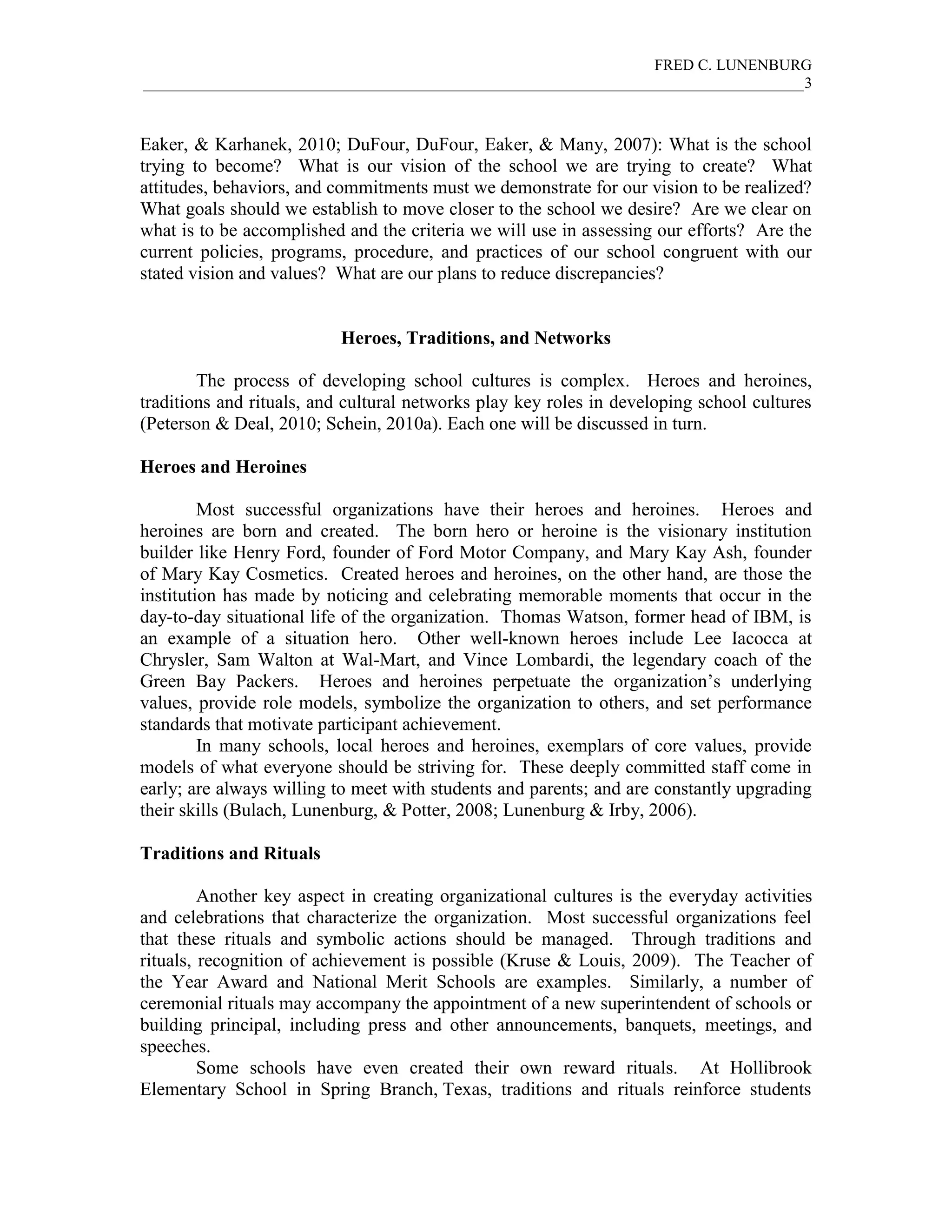 Dr. Fred C. Lunenburg - developing a culture schooling v1 n1, 2010 | PDF