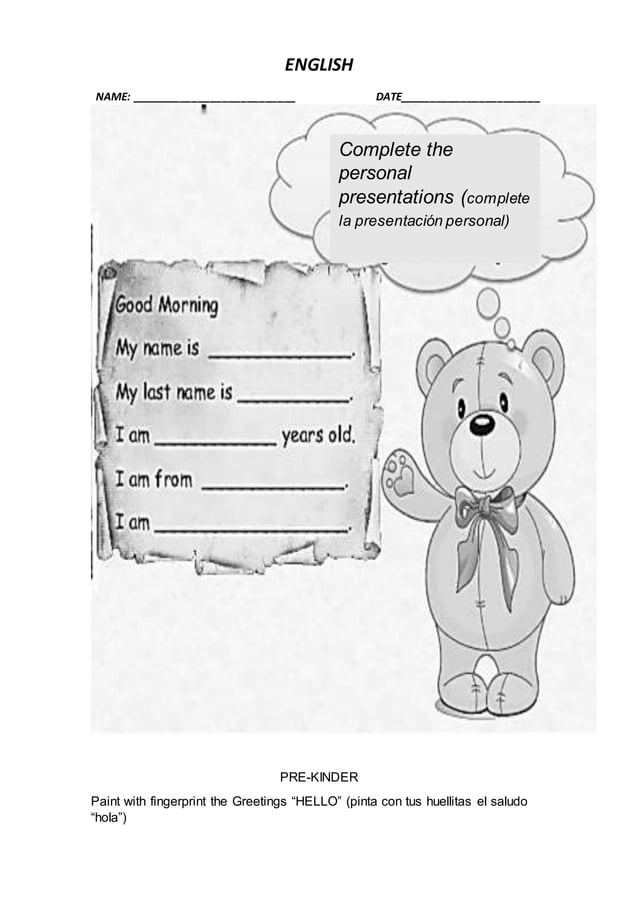 Actividades Basicas de English | DOCX