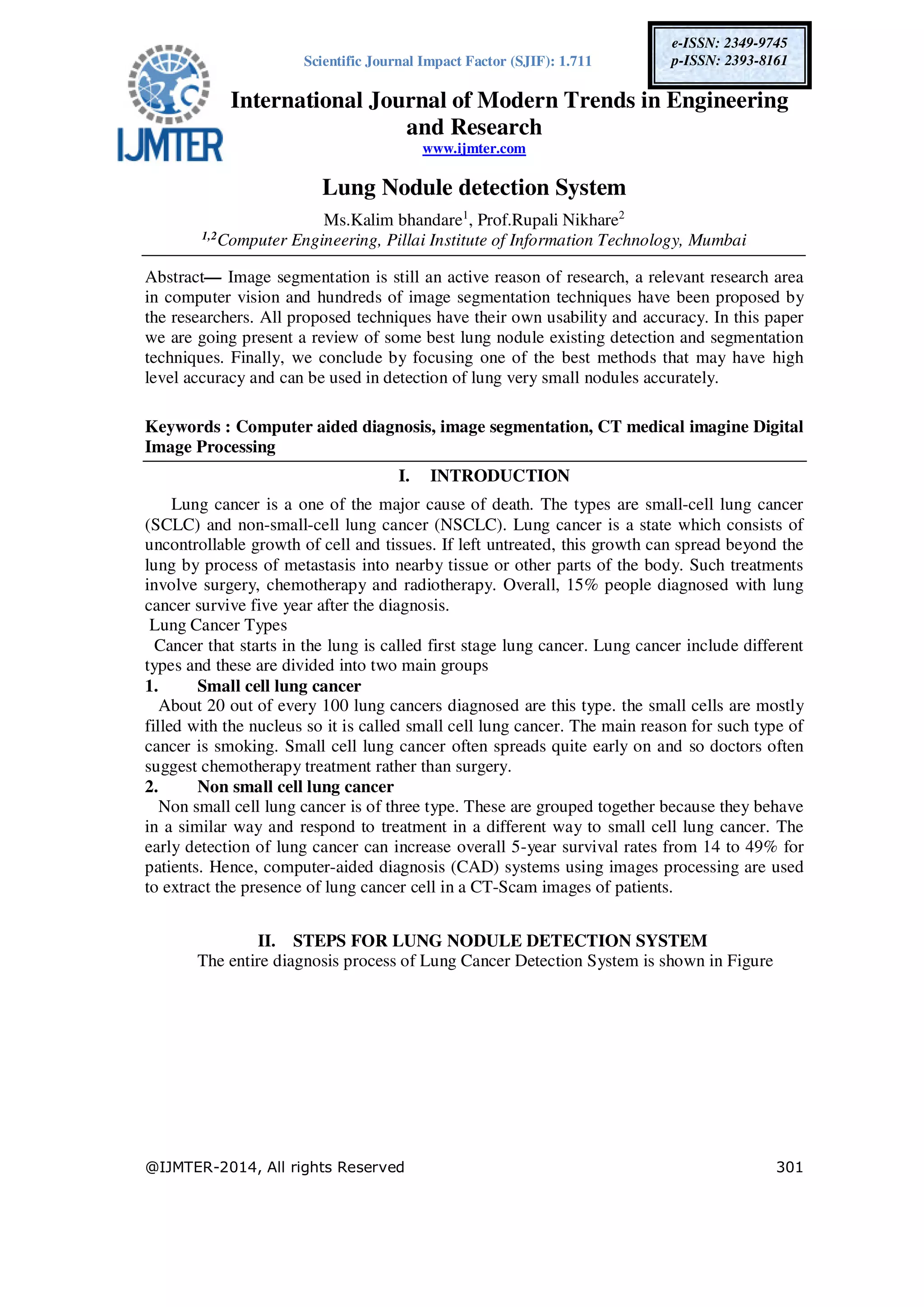 Lung Nodule Detection System Pdf