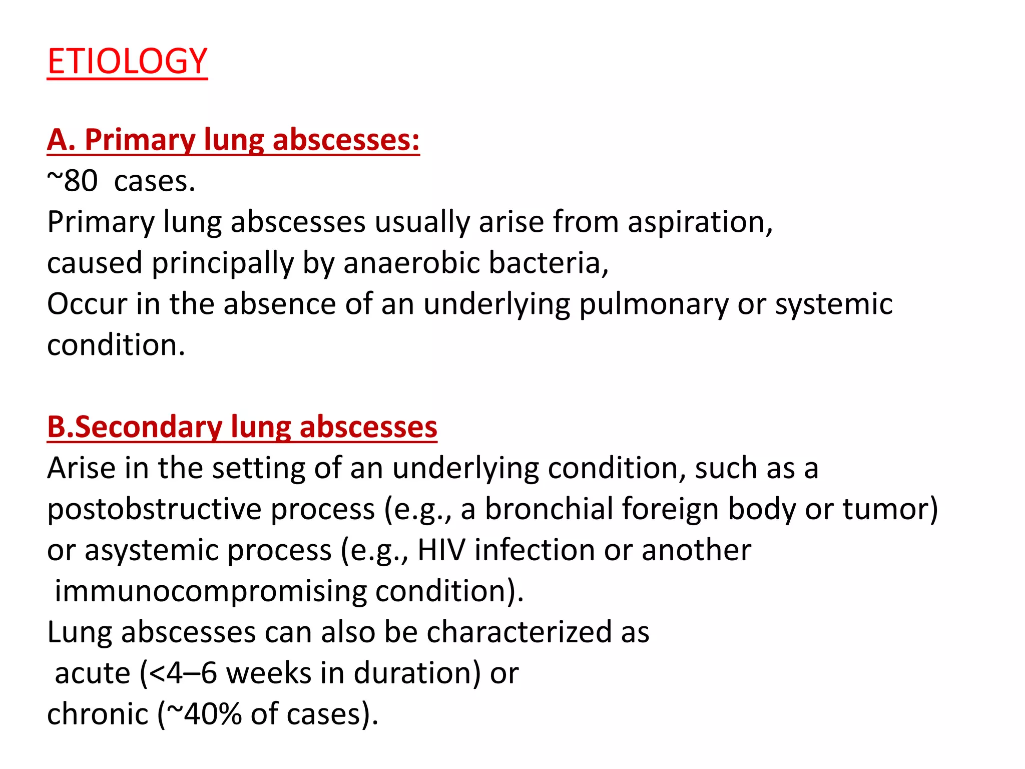 Lung abscess | PPTX | Lung and Respiratory Health | Diseases and Conditions