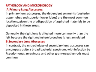 Lung abscess | PPTX | Lung and Respiratory Health | Diseases and Conditions