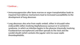 lung abscess-types, clinical features, treatment | PPTX