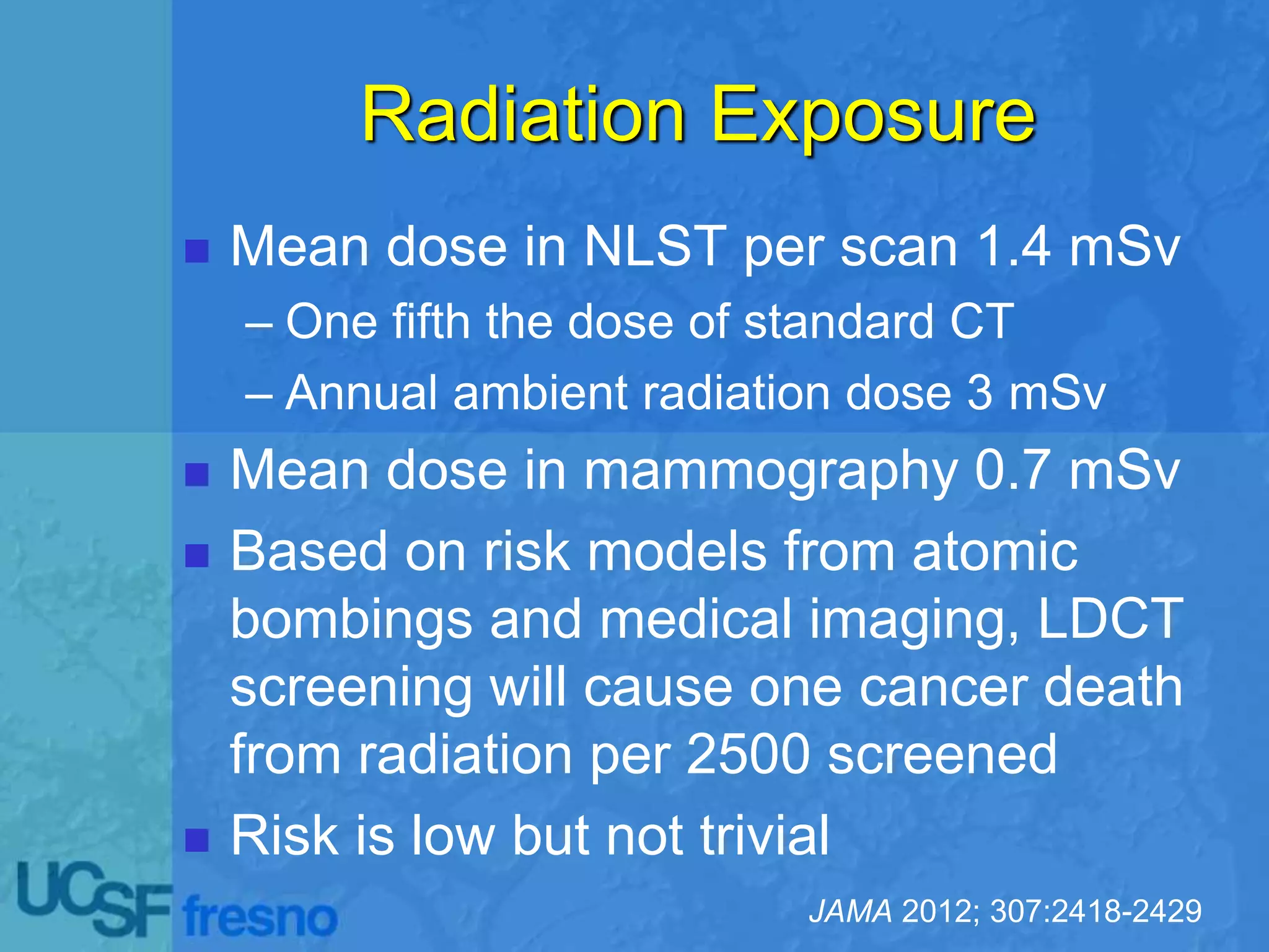 Low Dose CT Screening for Early Diagnosis of Lung Cancer | PPTX