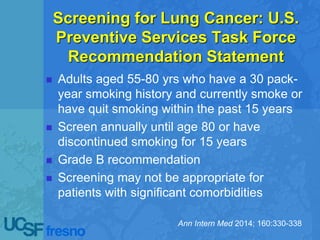 Low Dose CT Screening for Early Diagnosis of Lung Cancer | PPTX