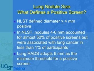 Low Dose CT Screening for Early Diagnosis of Lung Cancer | PPTX