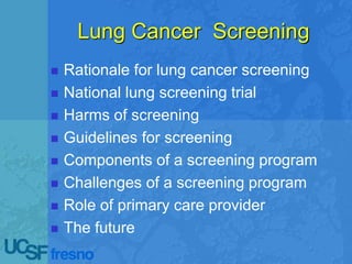Low Dose CT Screening for Early Diagnosis of Lung Cancer | PPTX