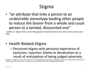 Lung cancer stigma: Causes, Prevalence, Impacts and Conceptual Model | PPTX