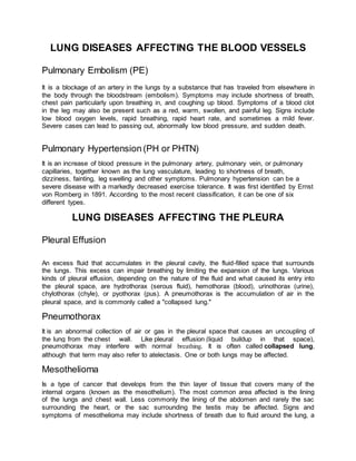 Lung Diseases | DOCX | Lung and Respiratory Health | Diseases and ...
