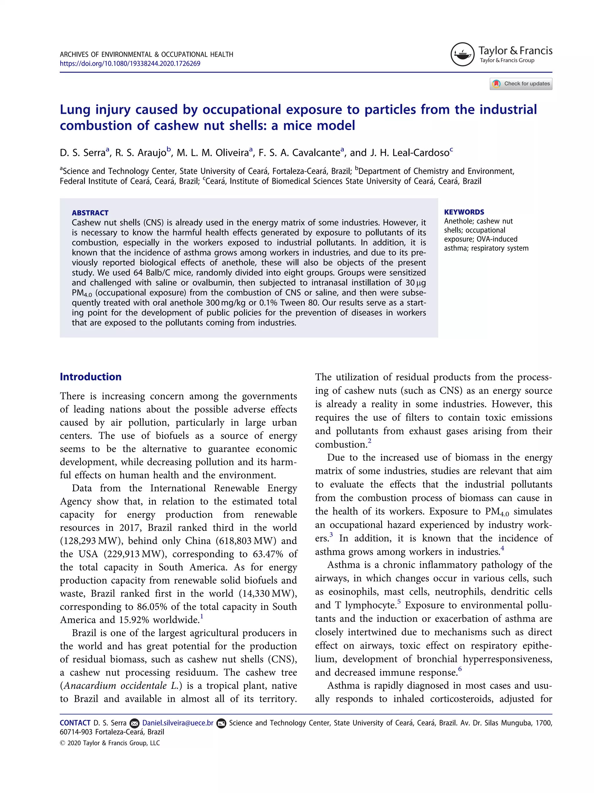 Lung injury caused by occupational exposure to particles from the ...