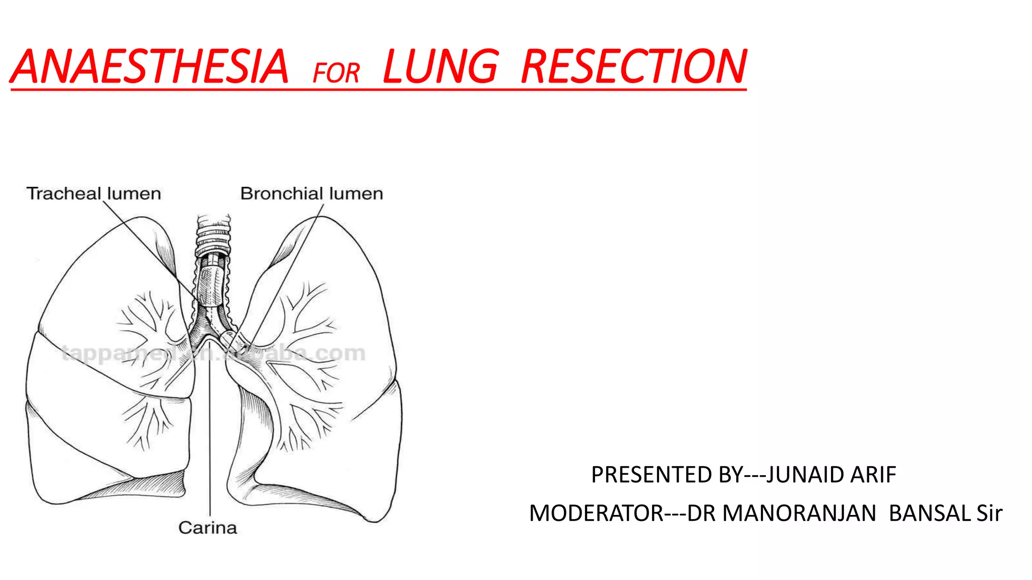 anaesthesia for Lung resection surgeries | PPTX | Lung and Respiratory ...