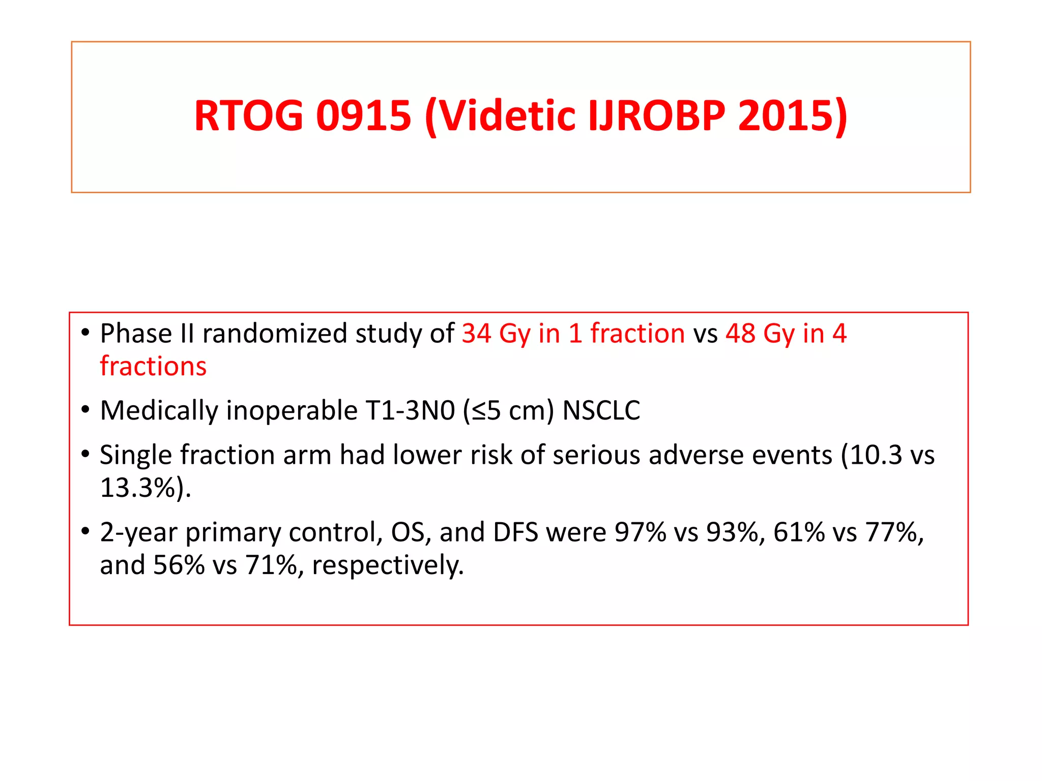 LUNG SBRT A LITERATURE REVIEW | PPTX