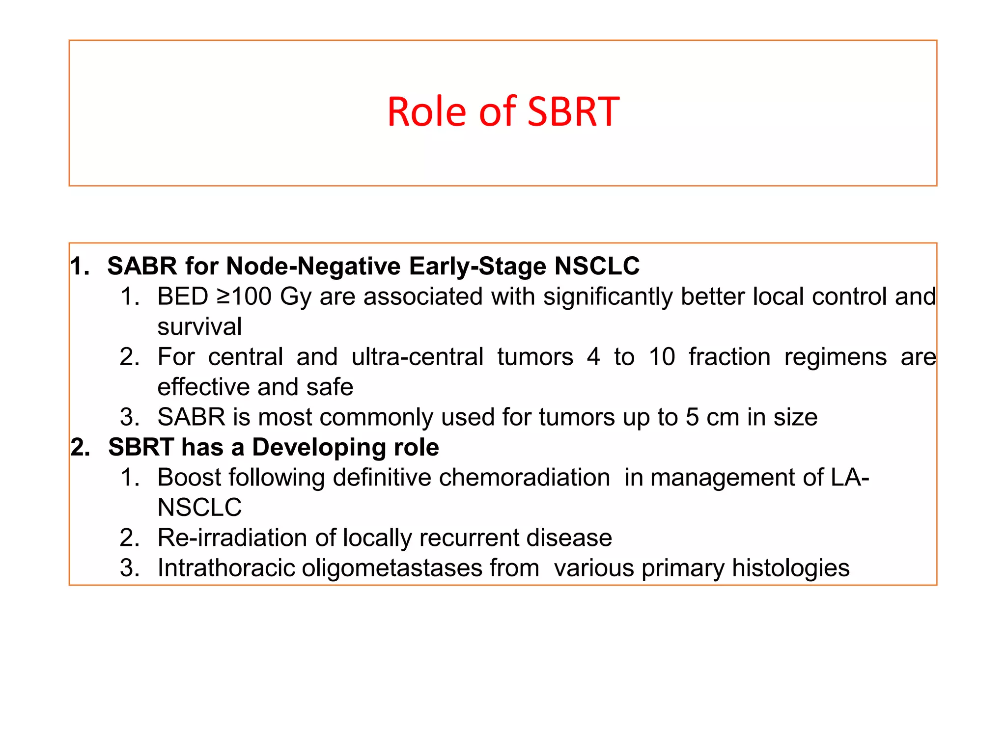 LUNG SBRT A LITERATURE REVIEW | PPTX