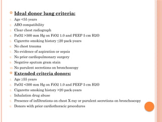 lung transplant.ppt donor selection and management | PPTX