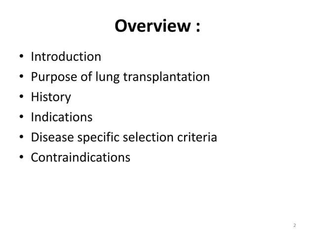 Lung transplantation.ppt | Lung and Respiratory Health | Diseases and Conditions