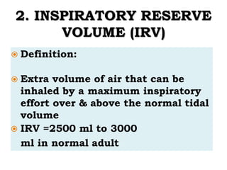 LUNG VOLUME and capacity.pptx bds notes 1st yr | PPTX