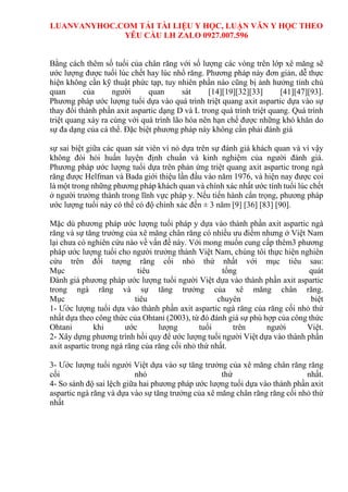 Luận án tiến sĩ y học ƯỚC LƯỢNG TUỔI NGƯỜI VIỆT DỰA VÀO THÀNH PHẦN AXIT ASPARTIC NGÀ RĂNG VÀ SỰ ...