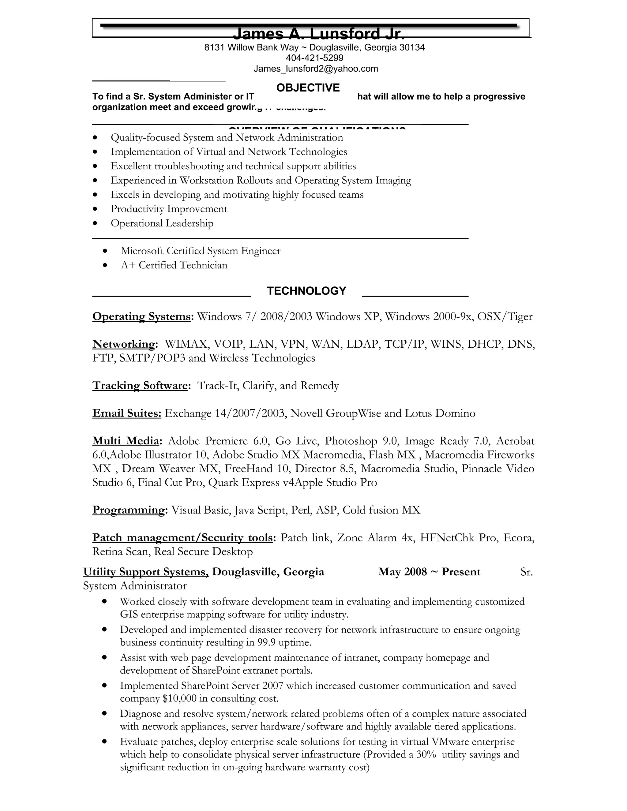 Lunsford, James Jr Resume | DOC