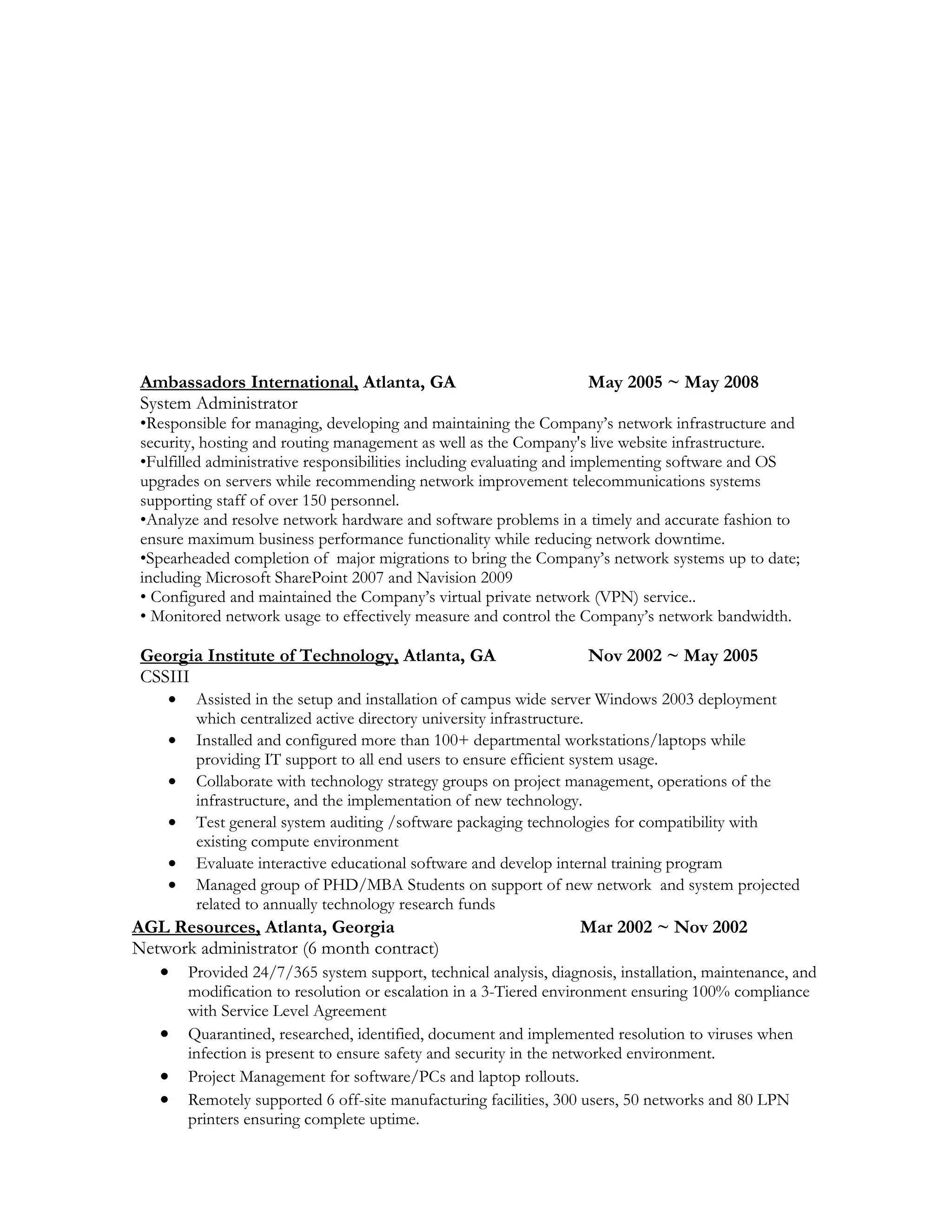 Lunsford, James Jr Resume | PDF