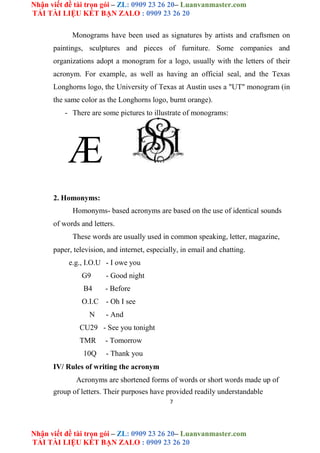Luận Văn A Study On English Acronym In The Names Of International ...