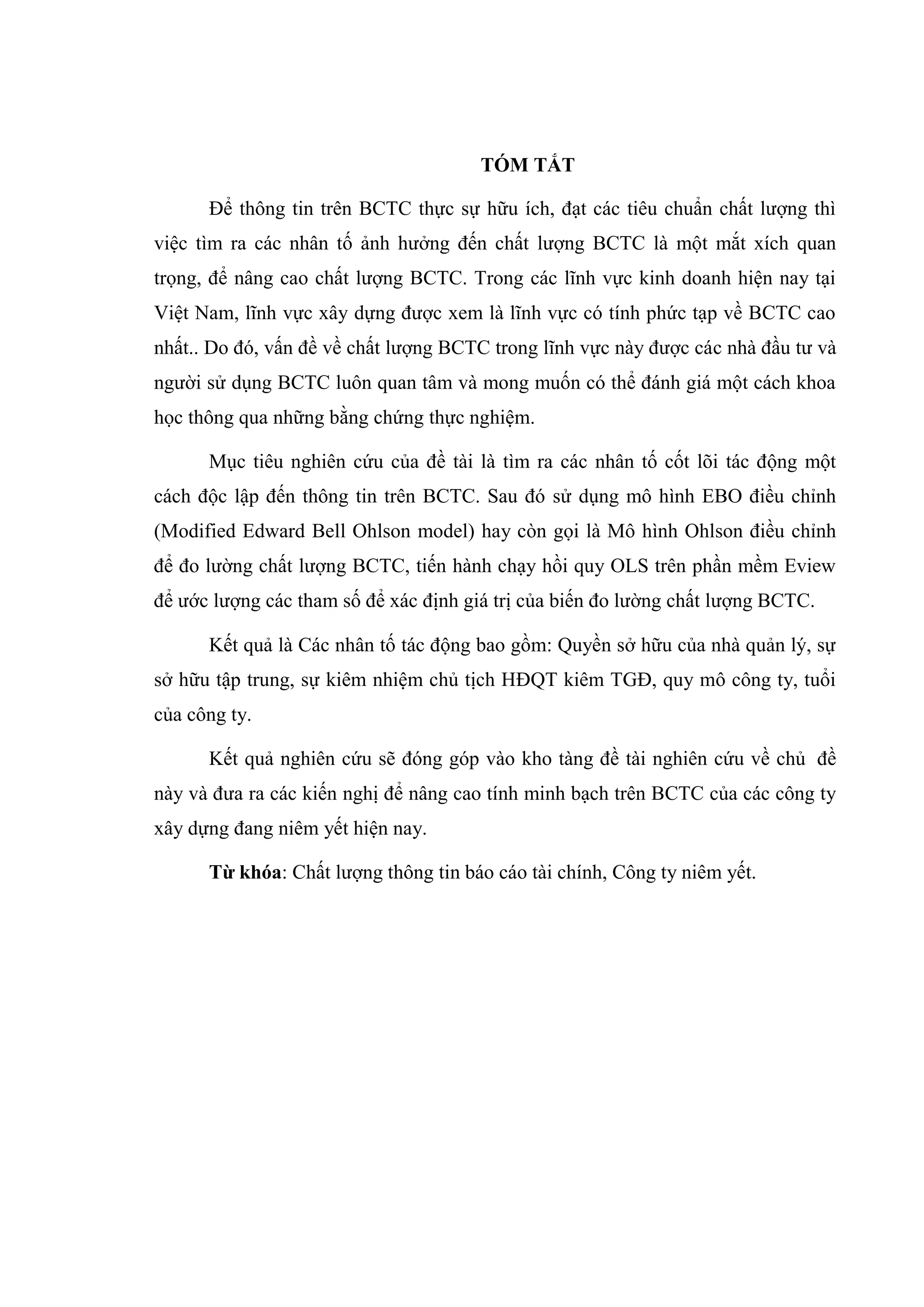 Luận Văn Các Nhân Tố Tác Động Đến Chất Lượng Bctc Của Các Công Ty Xây Dựng Niêm Yết Trên Sàn ...