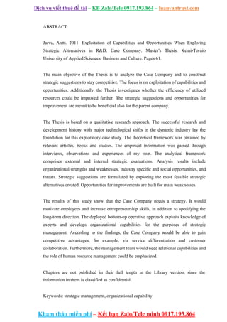 Luận Văn Exploitation of Capabilities and Opportunities.doc