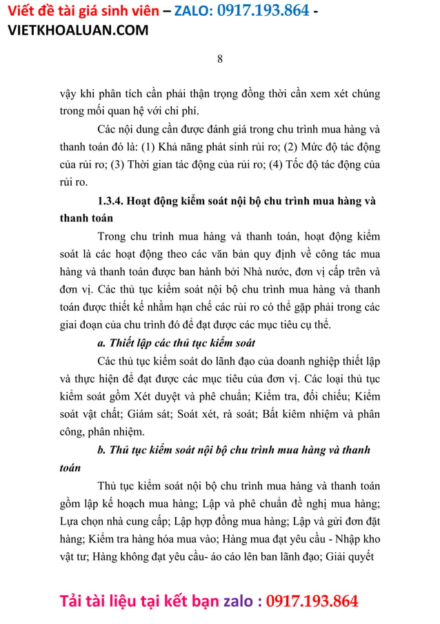 Luận Văn Kiểm soát nội bộ chu trình mua hàng và thanh toán tại Công ty ...