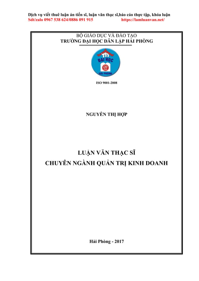 Đề tài luận văn 2024 Một số biện pháp nâng cao chất lượng phục vụ tại khách sạn Nam Cường – Hải ...