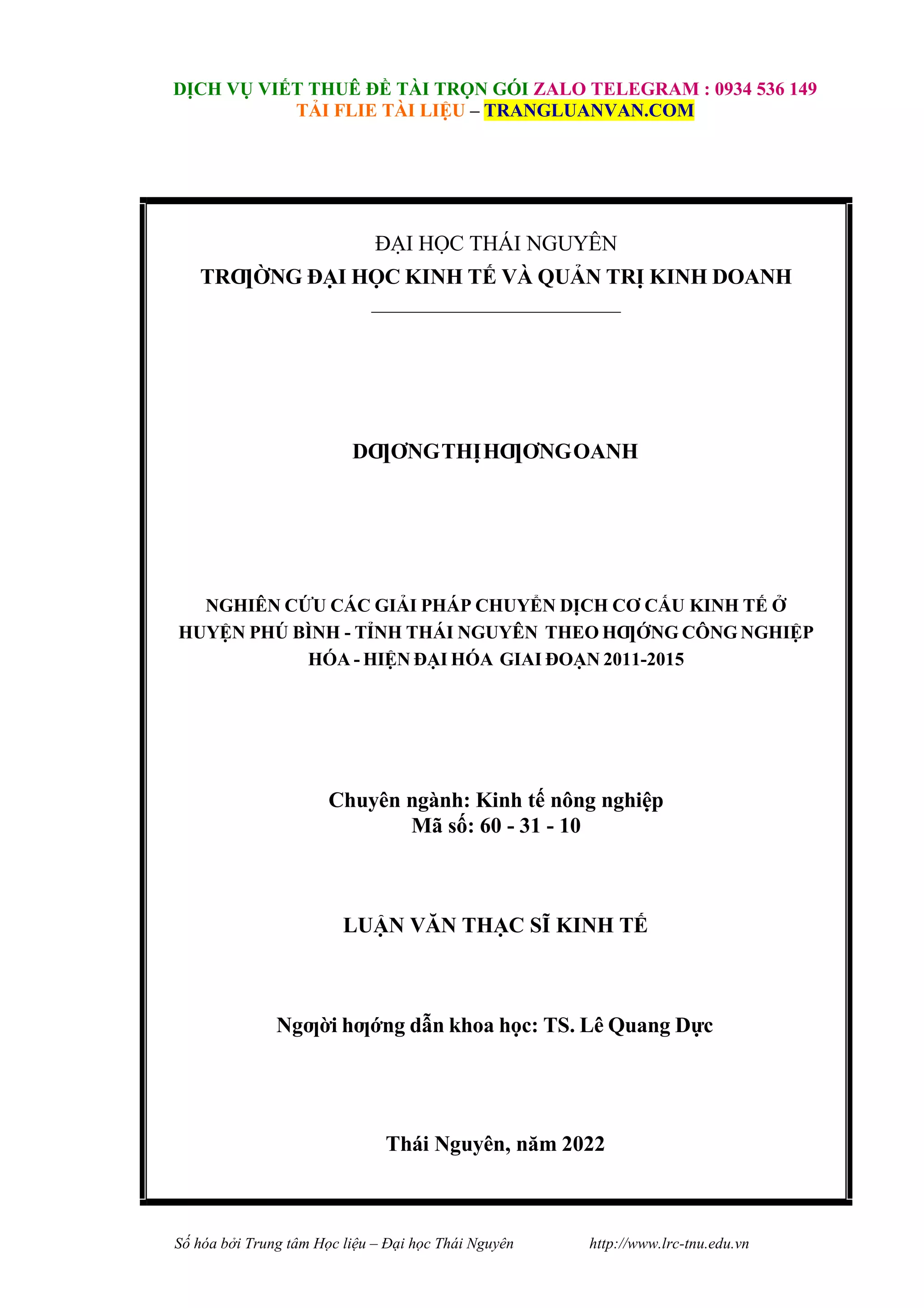 Luận Văn Nghiên Cứu Các Giải Pháp Chuyển Dịch Cơ Cấu Kinh Tế | PDF