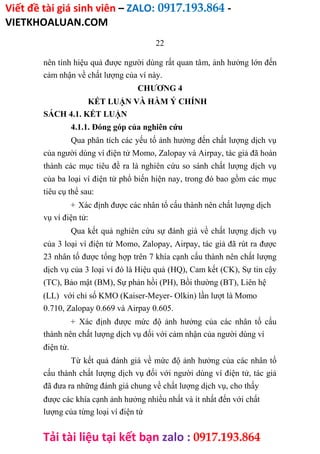 Luận Văn Đánh giá chất lượng dịch vụ ví điện tử So sánh chất lượn dịch vụ của ví điện tử Momo ...