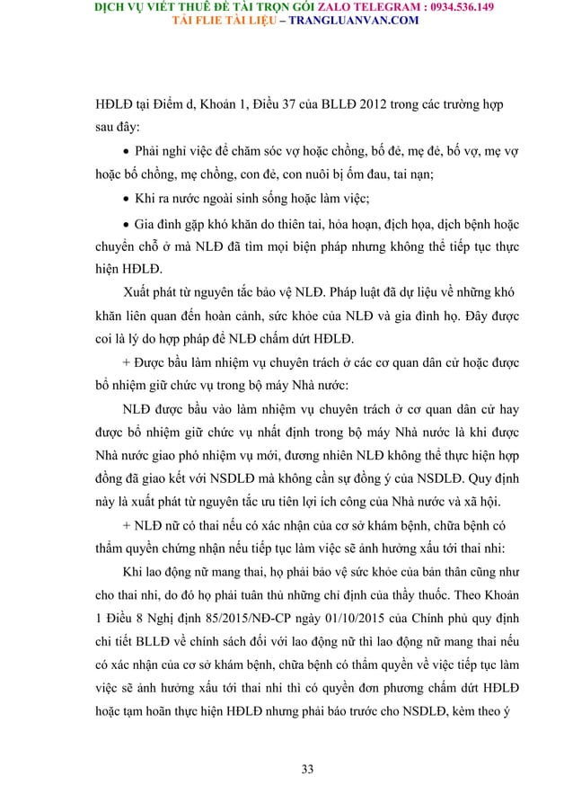 Luận Văn Đơn Phương Chấm Dứt Hợp Đồng Lao Động Của Người Lao Động Theo Pháp Luật Lao Động Việt ...