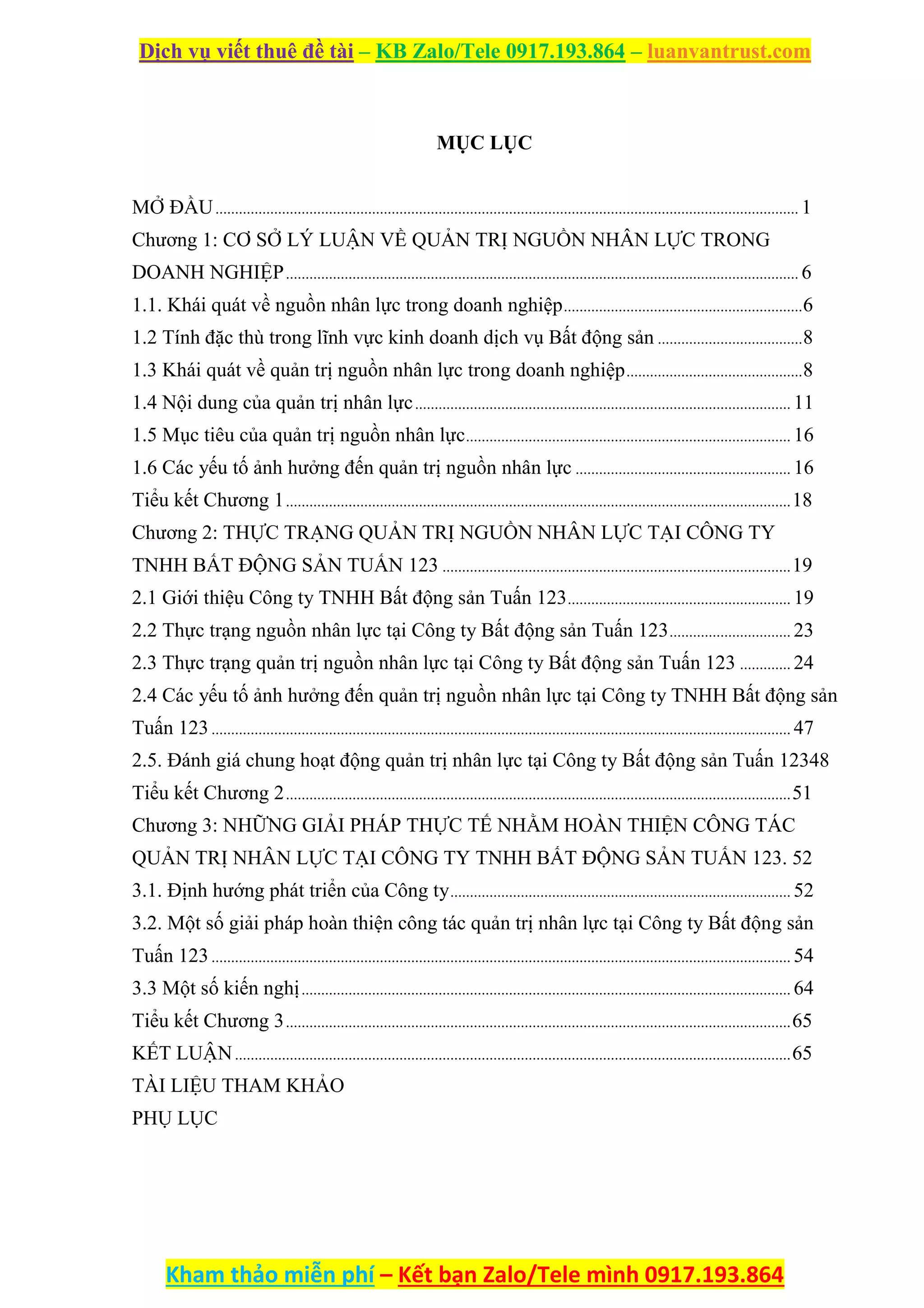 Luận Văn Quản trị nhân lực tại Công ty TNHH Bất động sản Tuấn 123.doc
