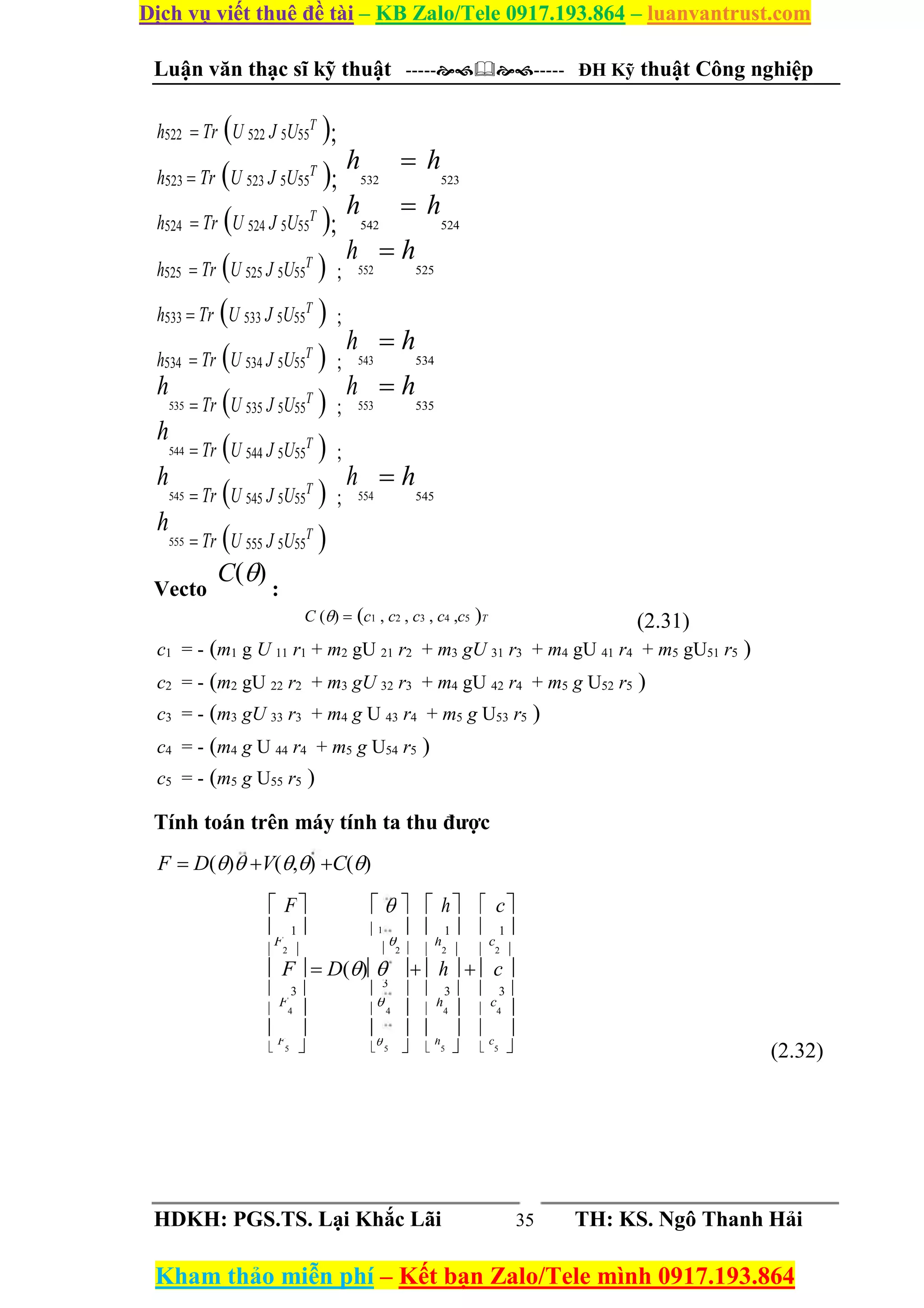 Luận văn thạc sĩ - Điều khiển robot 5 bậc tự do bằng nhận dạng giọng nói.doc