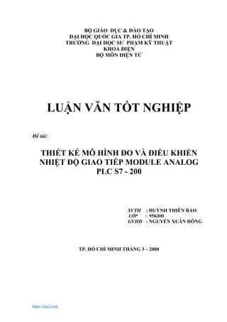 Luận văn Thiết kế mô hình đo và điều khiển nhiệt độ giao tiếp Module ...