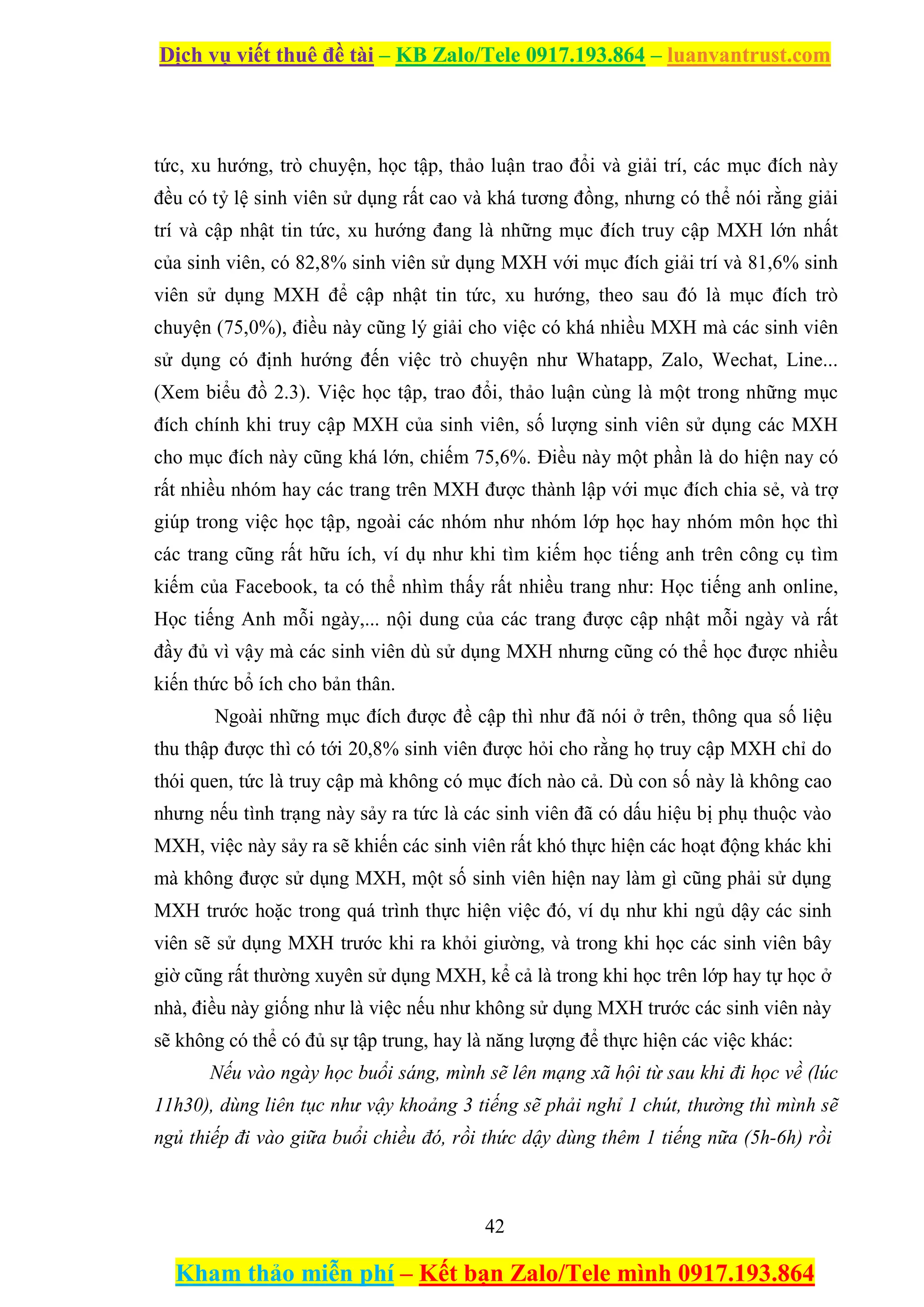 Luận văn Việc sử dụng mạng xã hội và kết quả học tập của sinh viên.docx