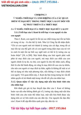 Luận Văn Vấn đề đạo đức trong triết học của I. Kant và ý nghĩa thời đại.doc
