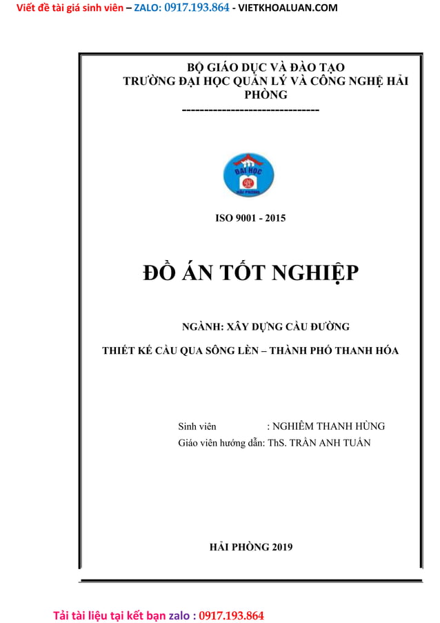 Luận Văn Xây Dựng Cầu Đường Thiết Kế Cầu Qua Sông Lèn – Thành Phố Thanh Hóa.doc