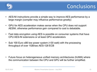 AES encryption on modern consumer architectures | PDF