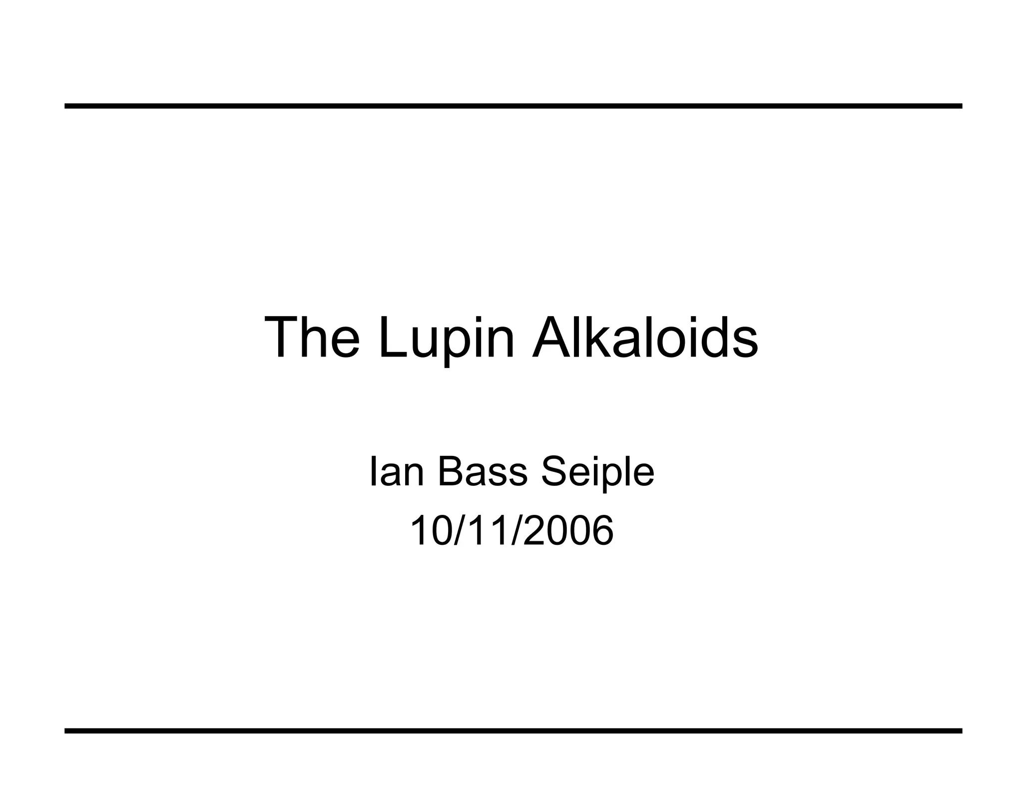Lupin alkaloids baran | PDF