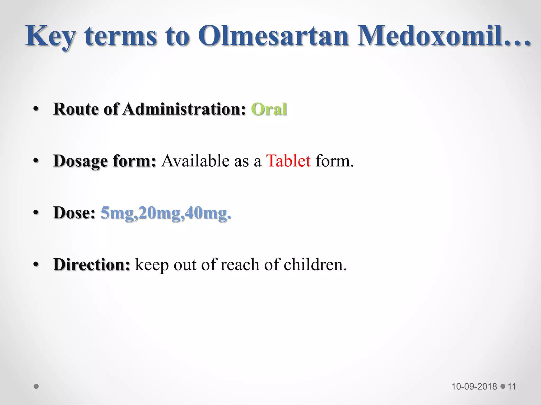 Olmesartan Medoxomil tablets | PPTX
