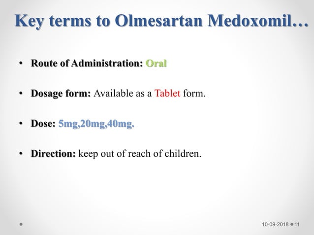 Olmesartan Medoxomil tablets | PPTX | Heart and Cardiovascular Diseases ...