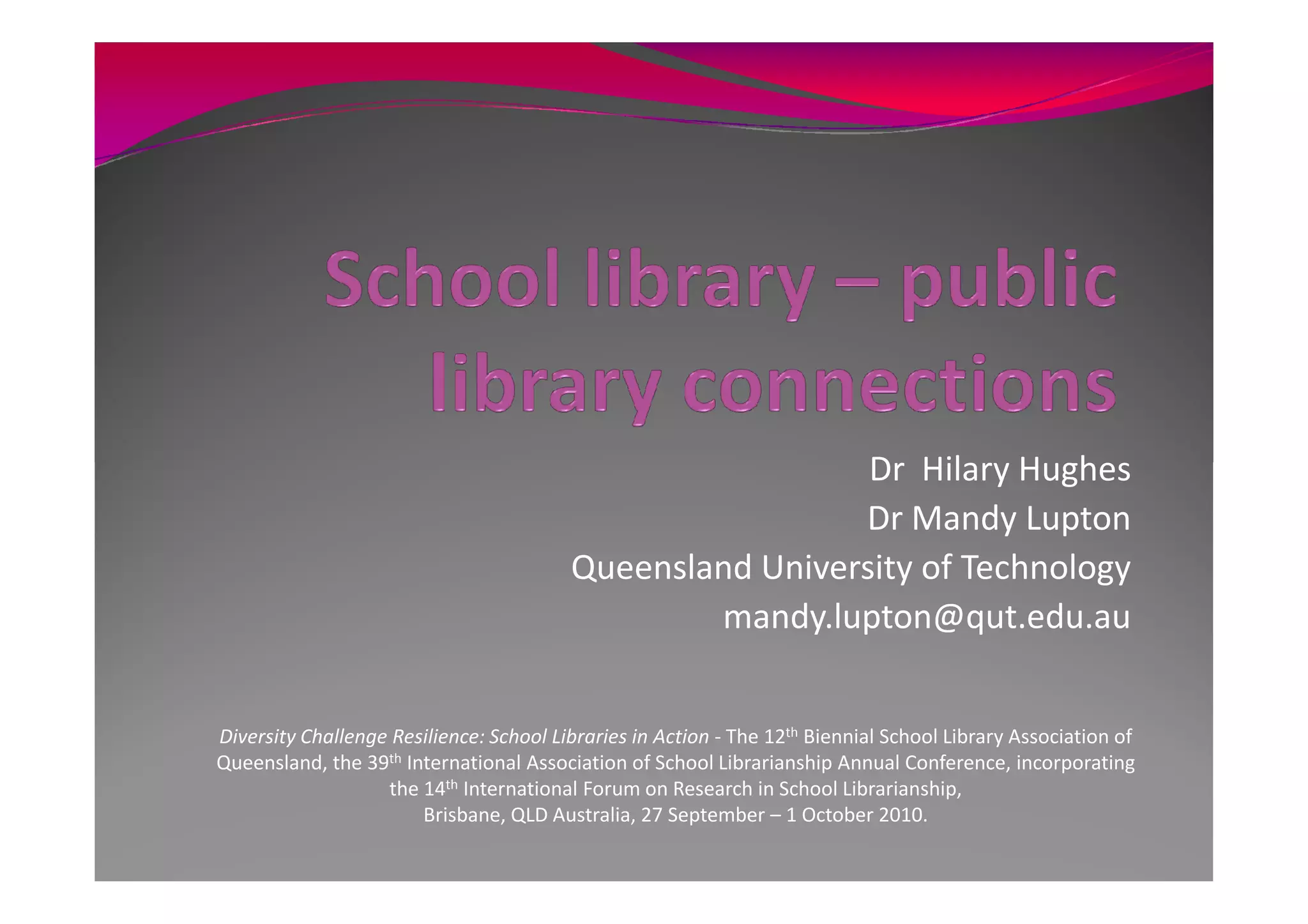 Teacher-librarian - public librarian connections | PDF