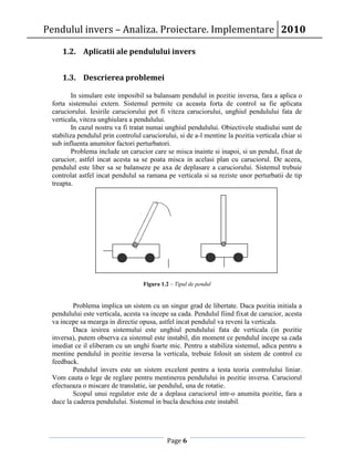 Pendulul invers - analiza, proiectare, implementare | PDF