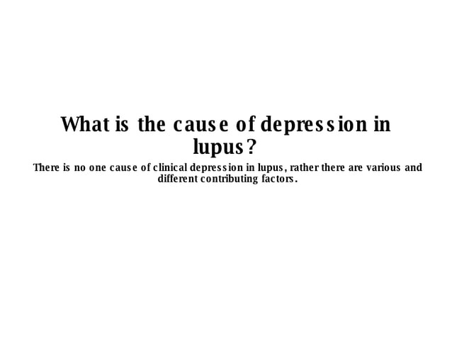 Lupus And Depression | PPT