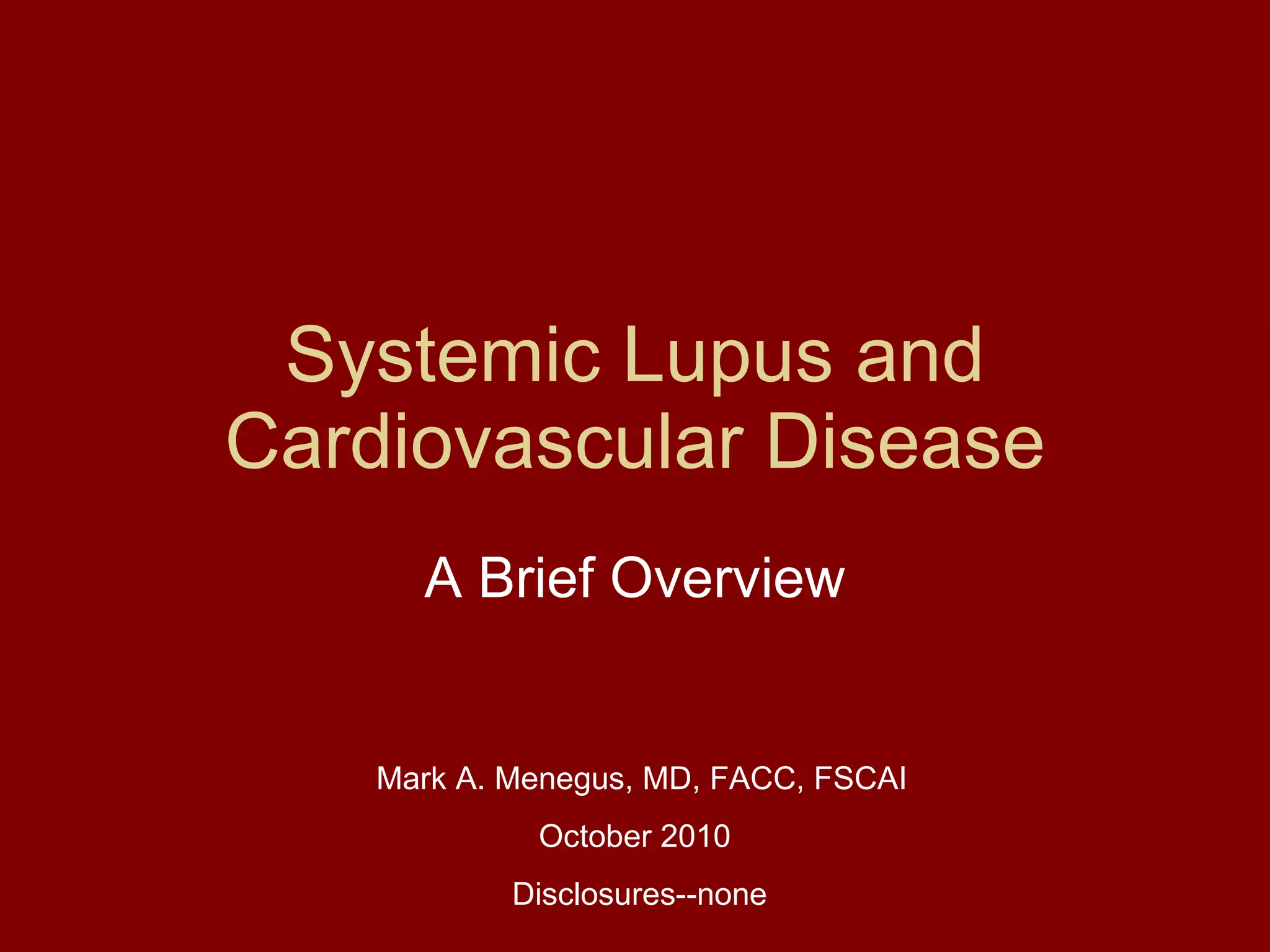 Lupus and cardiovascular disease | PPT