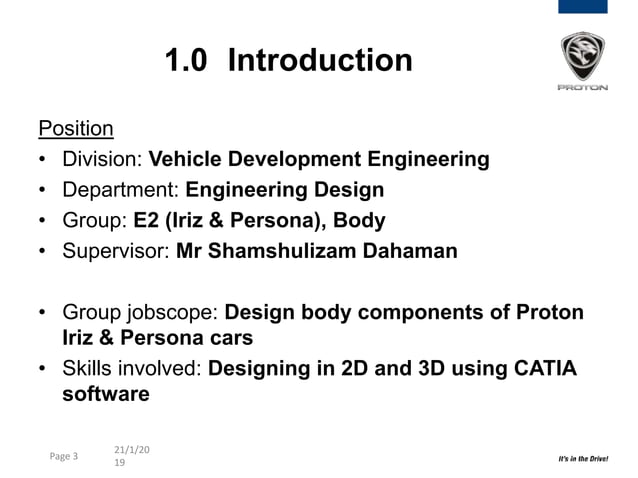 Intern Presentation UiTM - PROTON Sdn Bhd | PPTX