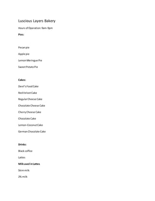 Luscious Layers Bakery | DOCX